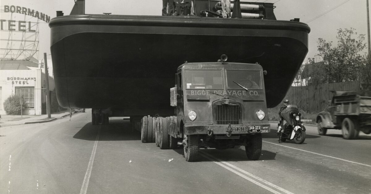 1943 - US Navy barge | Media Gallery | Bigge.com