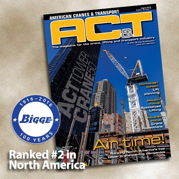 Bigge Crane and Rigging Co. Ranks #2 on ACT Tower Crane… | Bigge.com